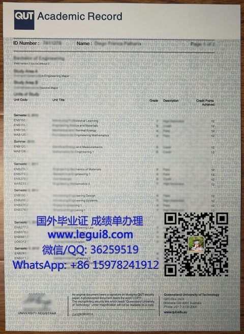 Order QUT transcript in Australia, 定制昆士兰科技大学成绩单