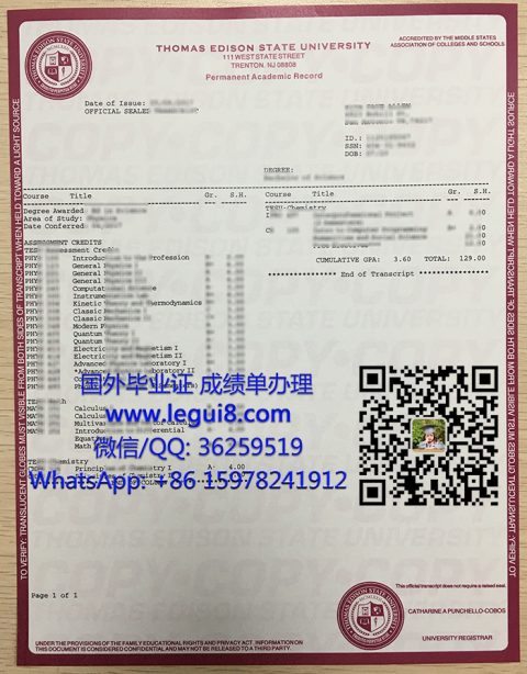 Copy Thomas Edison State University transcript, buy America degree online